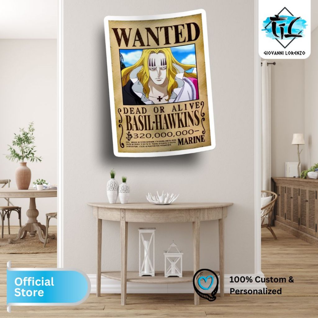 ONE PIECE WANTED POSTER - WALL STICKER - HAWKINS | Shopee Philippines