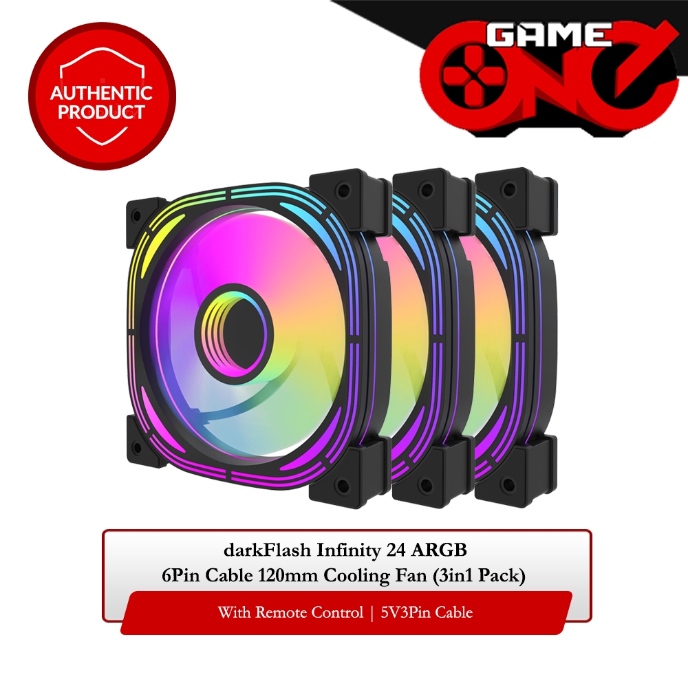 darkFlash Infinity 24 ARGB 6Pin Cable 120mm Cooling Fan (3in1 Pack ...