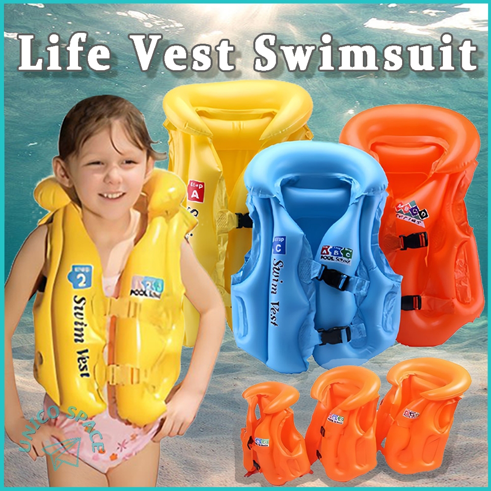Unico Kids Inflatable Safety Swim Vest Life Jacket Swimming Aid PVC ...
