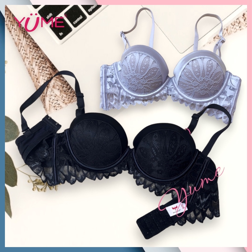 YUME HIGH QUALITY HALF CUP STRAPLESS MUTI-WAY THIN PAD WITH WIRE LACE BRA #YS15 | Shopee Philippines