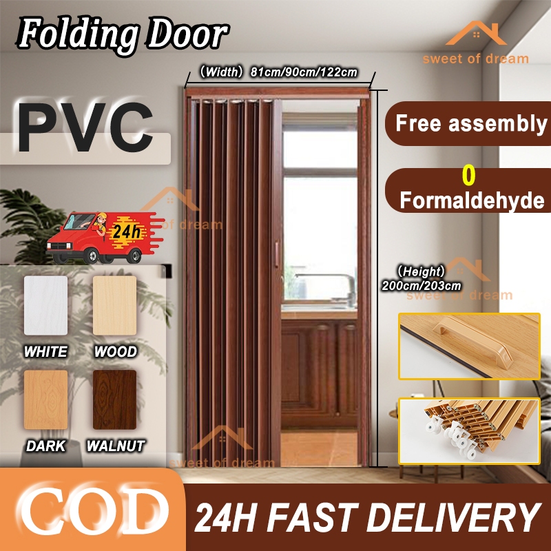 【Ready stock】PVC Folding door Sliding door partition rail door simple ...