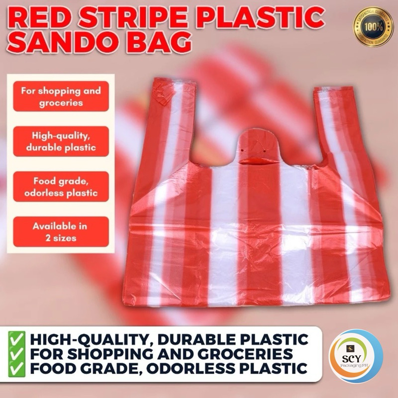 BLUE/RED Stripe Plastic Sando Bag Red Stripe 4 Star 50pcs per pack ...