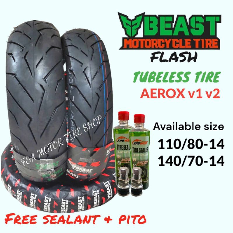 BEAST TIRE (Flash) Size 14" for AEROX free Pito & Sealant | Shopee ...