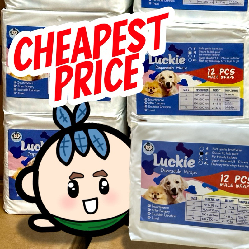 Luckie Pet Dog Male Wraps 12pcs per pack Dog Diaper for Dogs | Shopee ...