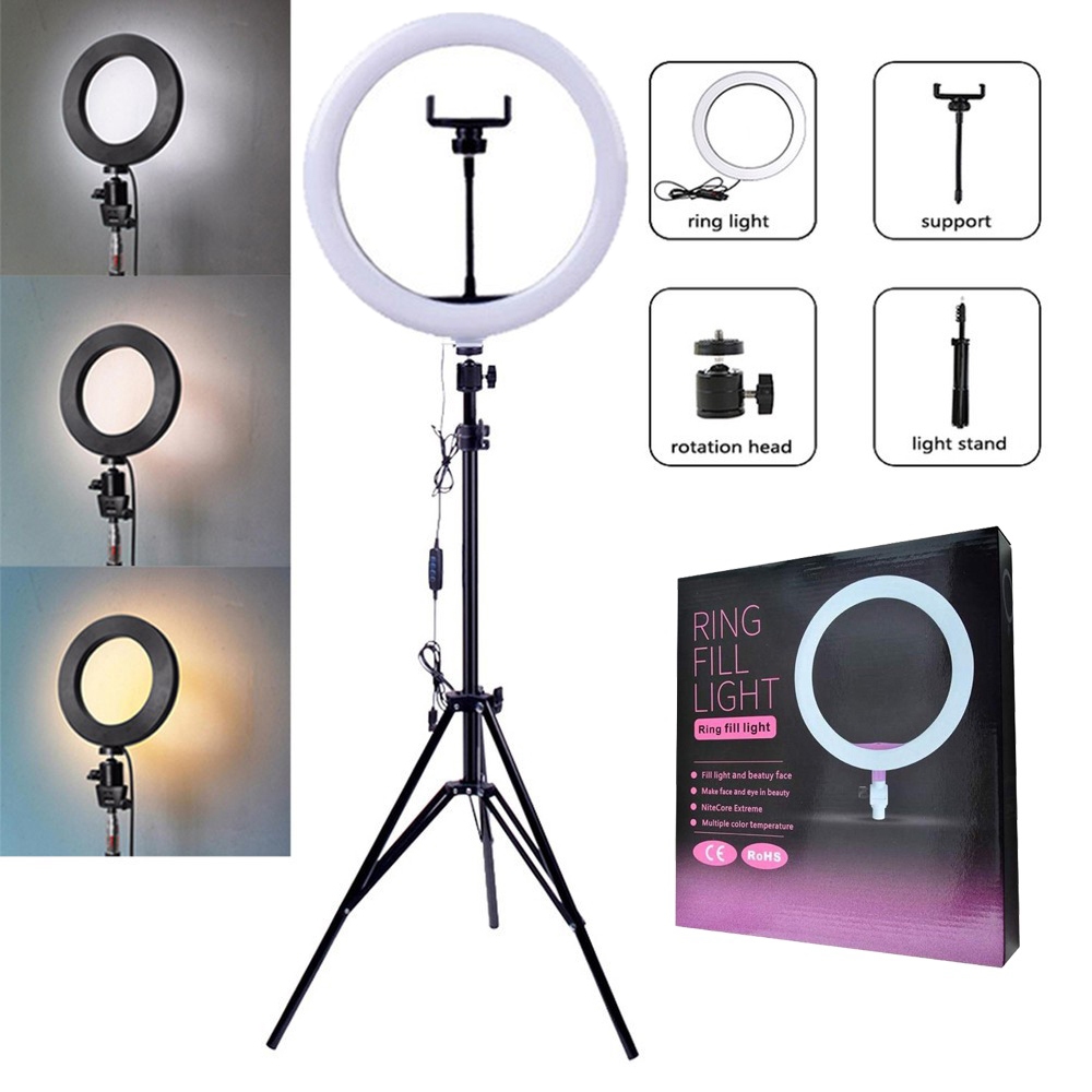 Ring Light With Stand And Phone Holder Complete Set Studio Dimmable ...