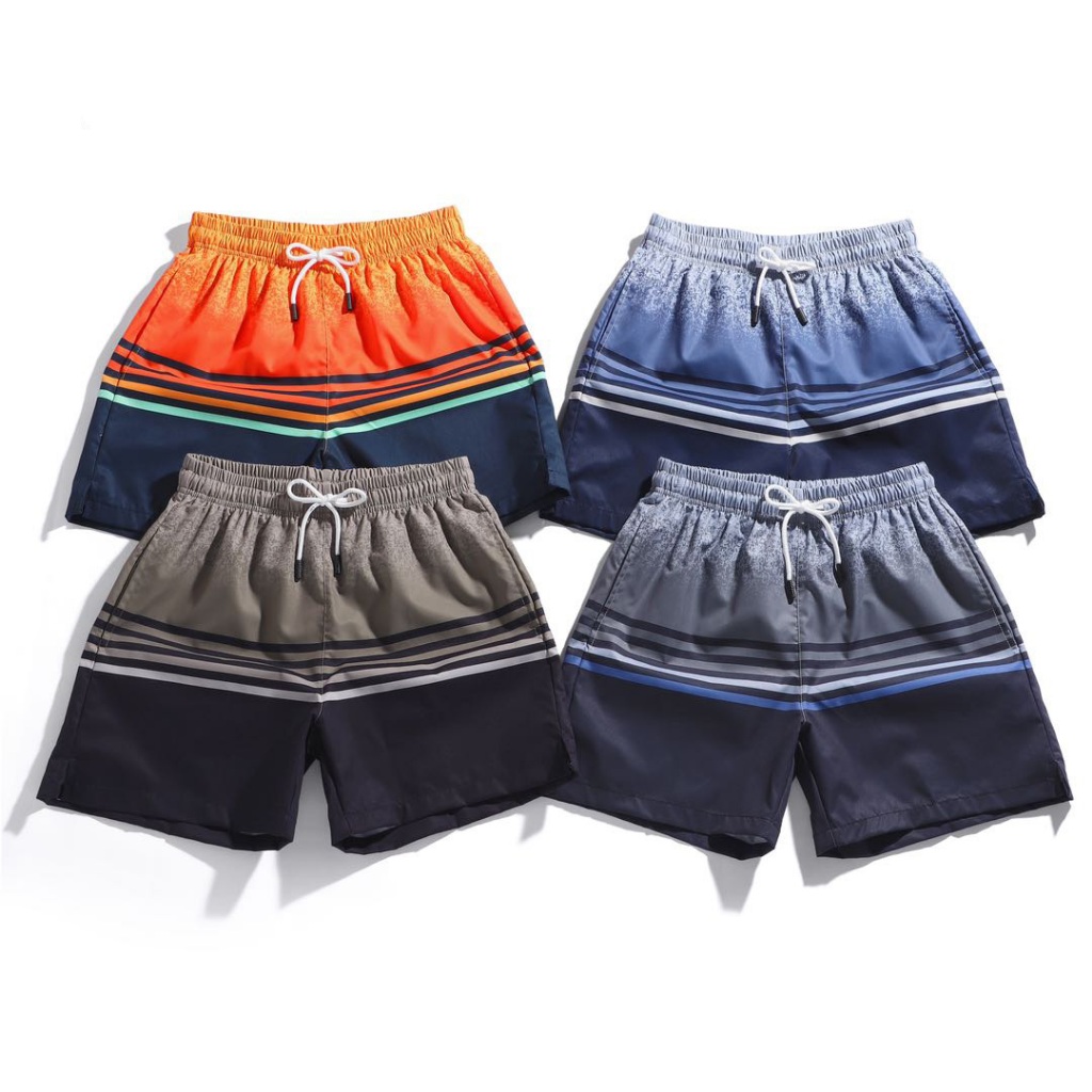 MOSO Men's Beach Summer Short Gradient Stripe Beach Short Board Short ...