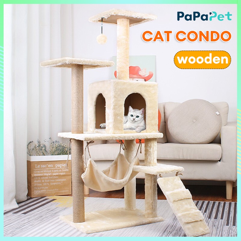 Cat Condo Cat Tower Plush Cat House Game Tower Cat Climbing Abrasion ...