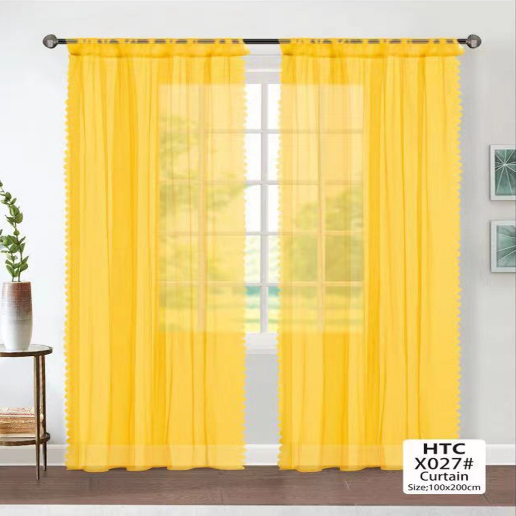 Yellow Curtain Elegance Room Pattern 200*100cm Home Tulle Voile Window ...