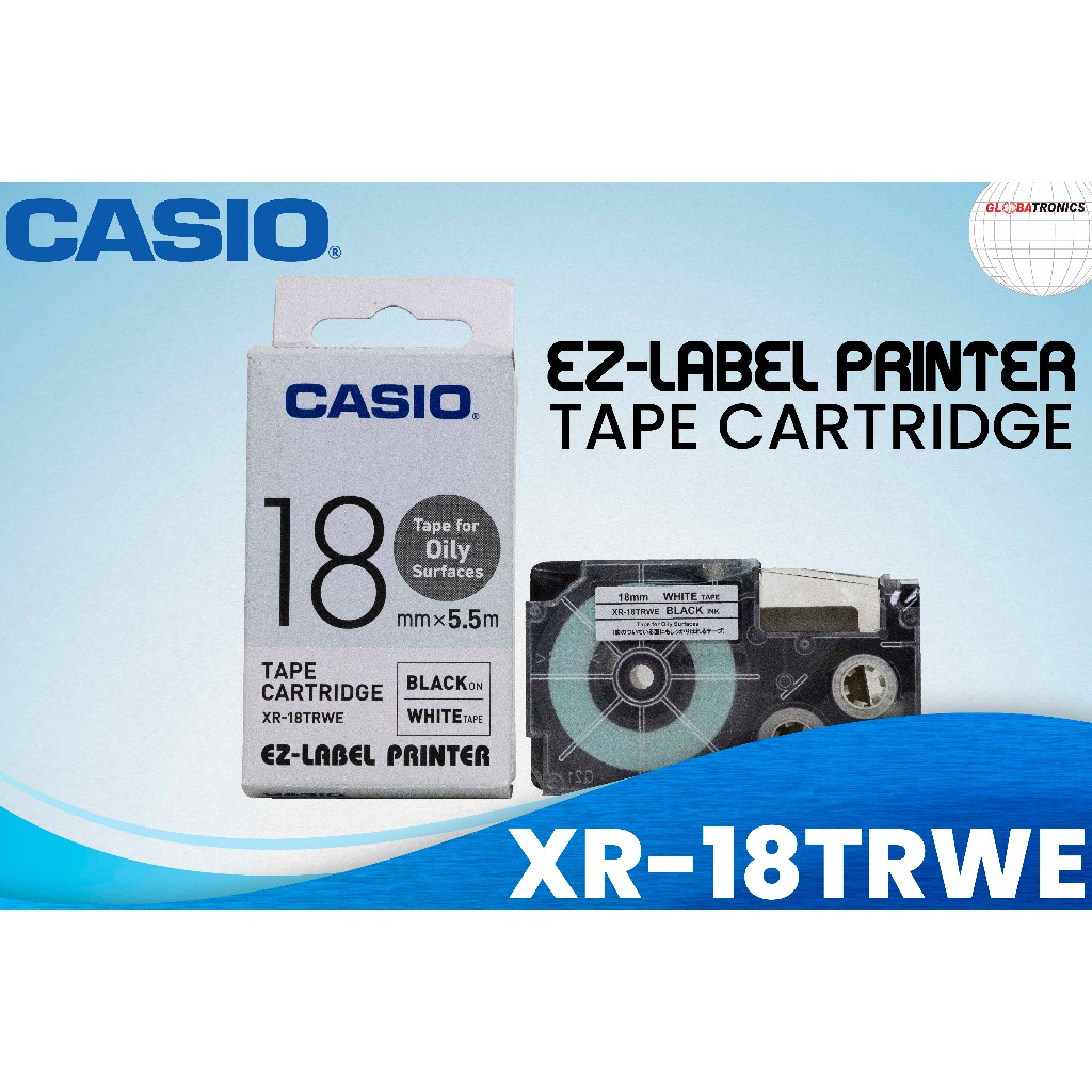 CASIO Label Tape Black Ink on White Color Tape 18mm | Shopee Philippines