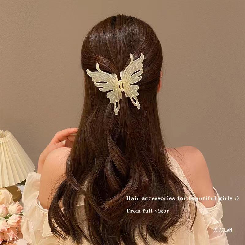 Acrylic 3D Butterfly Hair Clamp Back Head Hairpin Grils Fashion Hair ...