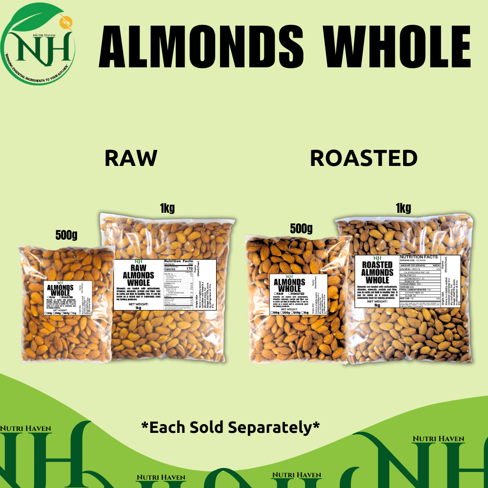 ALMONDS WHOLE NUTS RAW AND ROASTED bulk 500g and 1kg | Shopee Philippines
