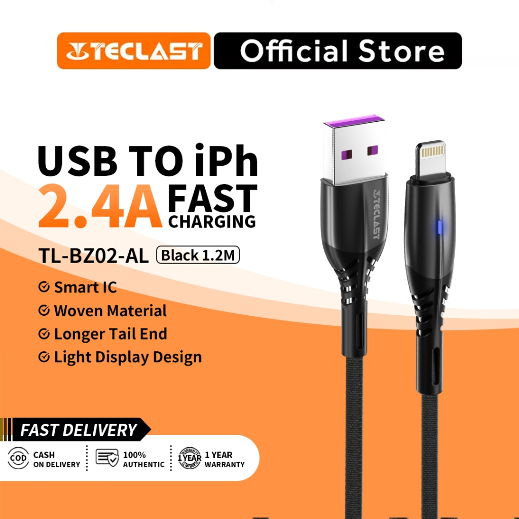 TECLAST TL-BZ02-AL 2.4A nylon braid Tangle Free 1.2M USB Fast Charge ...