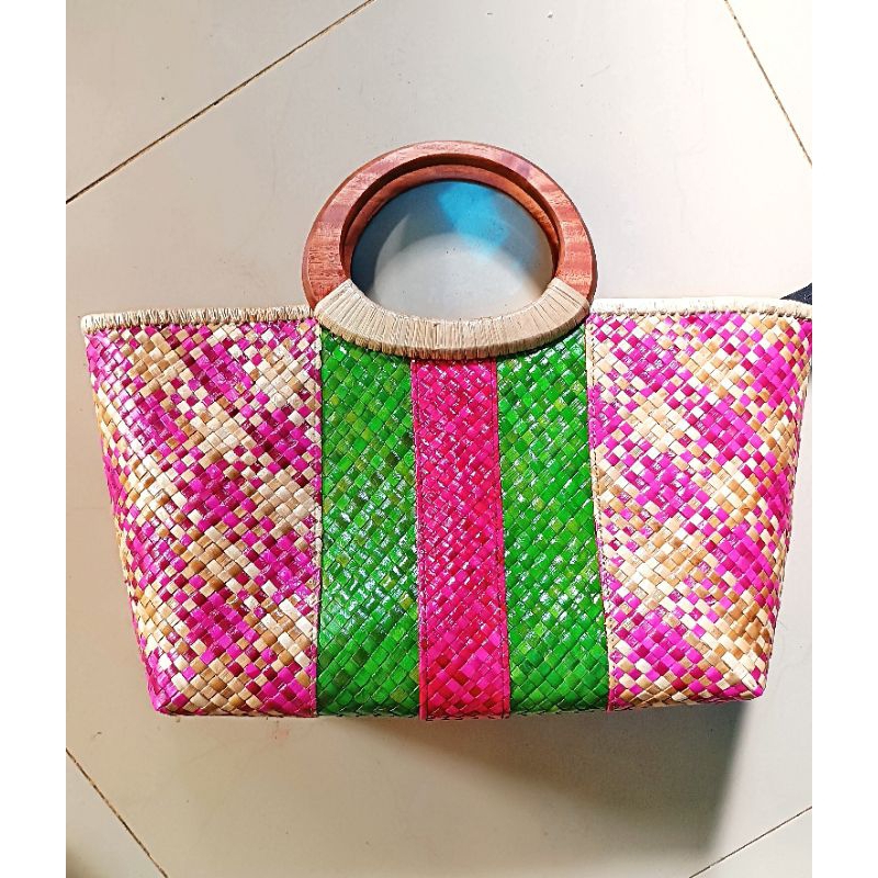 Pandan handbag with lining and zipper native bag | Shopee Philippines
