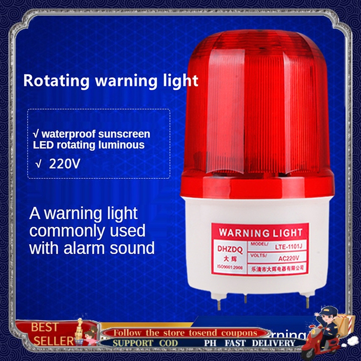 220V LED Alarm Light Warning Lamp Signal Buzzer Rotary Strobe Flash ...