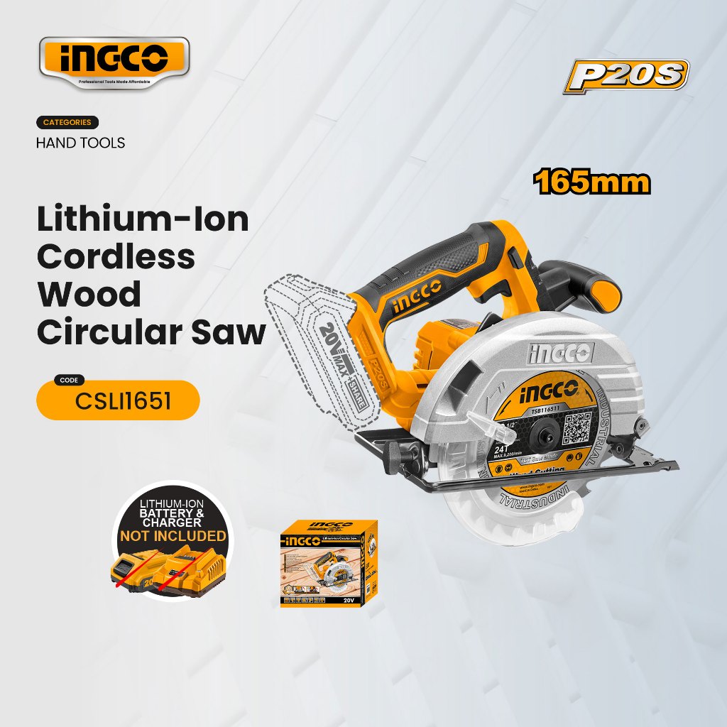 Ingco Lithium-Ion Cordless Circular Saw 6-1/2-Inch 20V P20S NO BATTERY ...