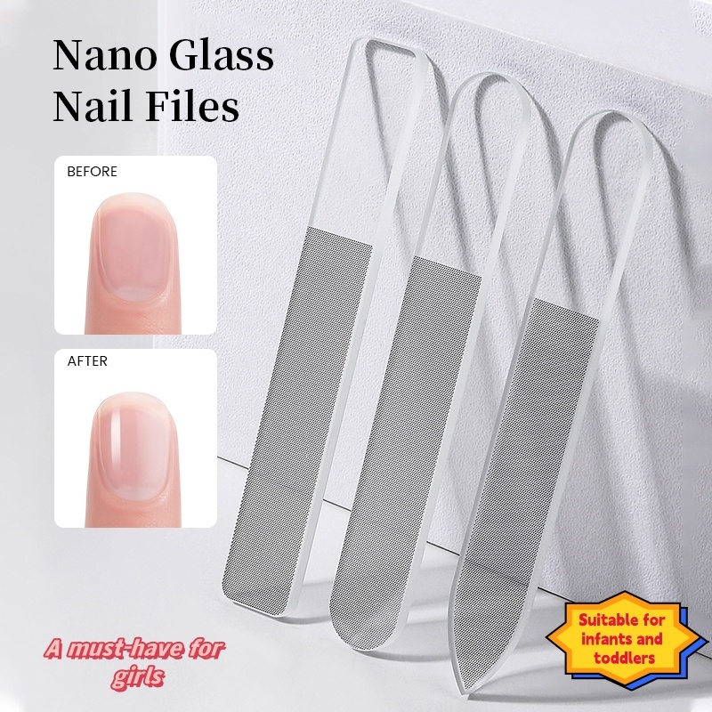 Nano Nail Glass File Shiny Nail File Polishing Gloss Nail Care Tools (Portable Personal Case ...