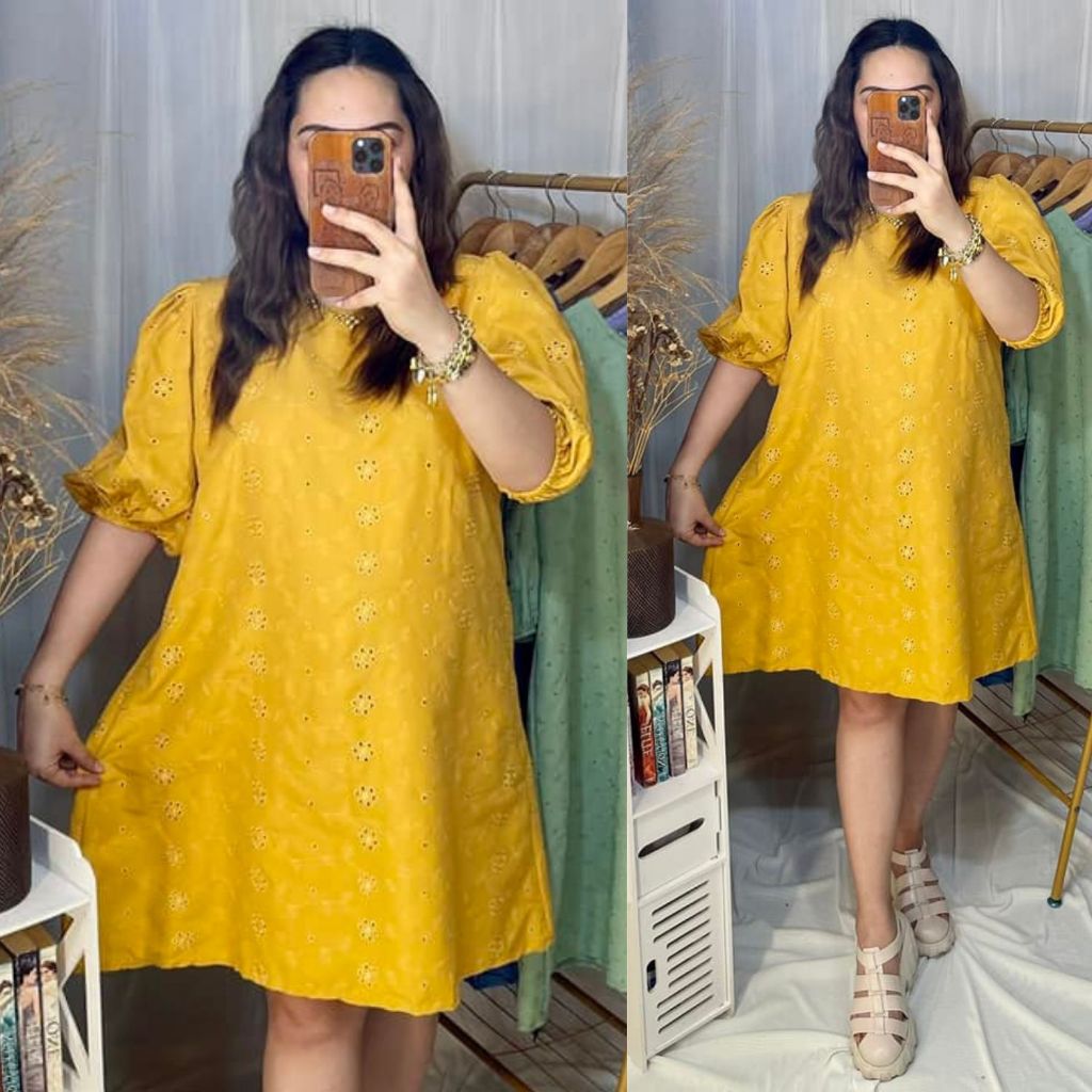 Plus Size Chubby Women DRESS Puff Sleeves Flowy Baby Doll XL 2XL 3XL ...