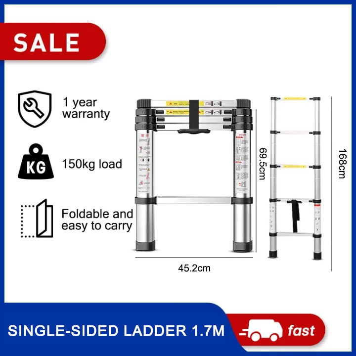 1.3/1.7M Telescopic Foldable Ladder Folding Aluminum Ladder Domestic ...