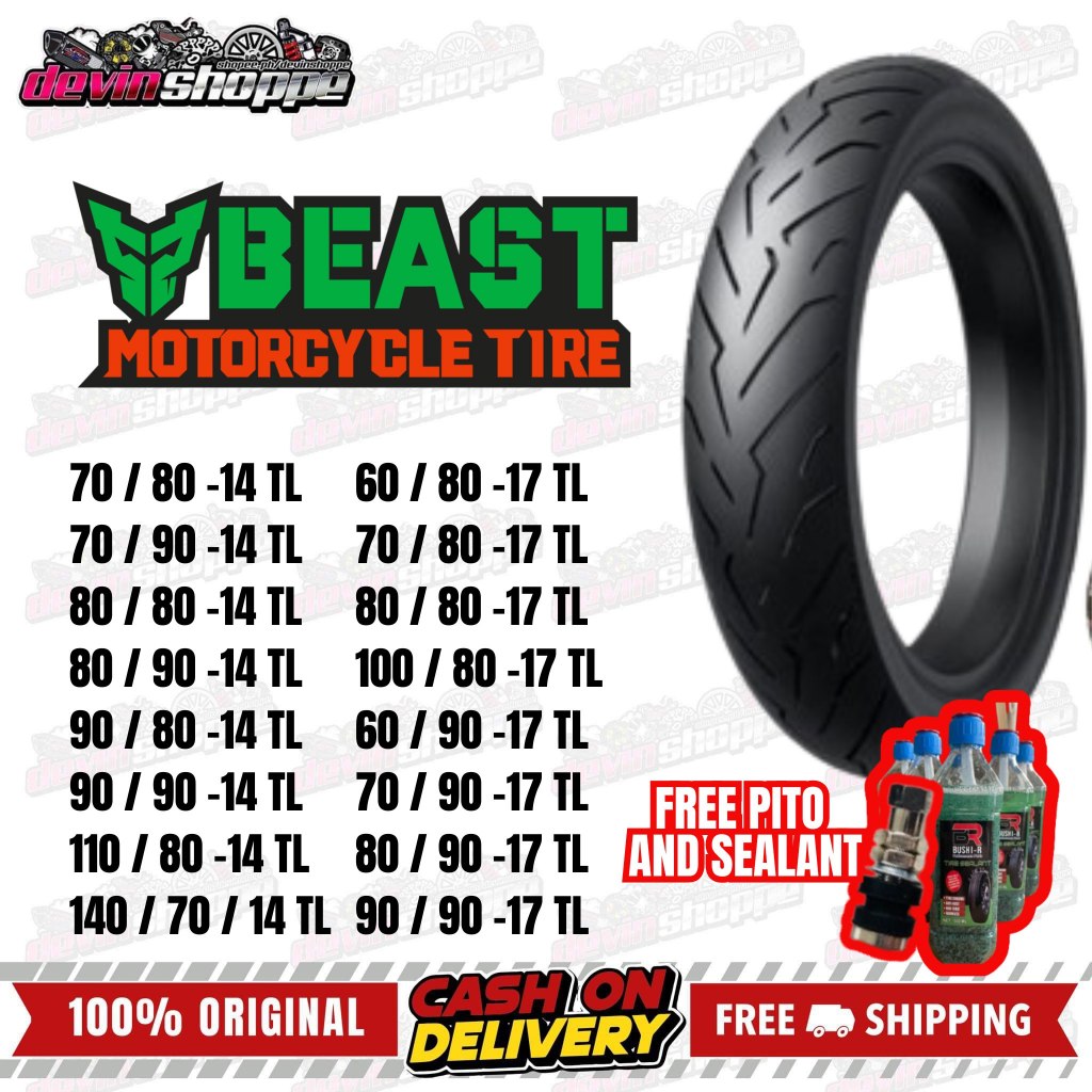 BEAST Motorcycle Tire Flash P6240 with Free Sealant & Pito | Shopee ...