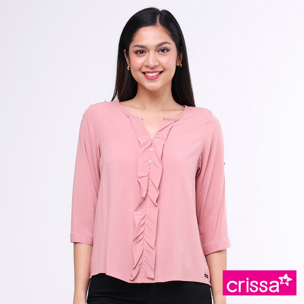 Crissa Woven Plain Rayon 3/4 Blouse CSFT18-0205 | Shopee Philippines