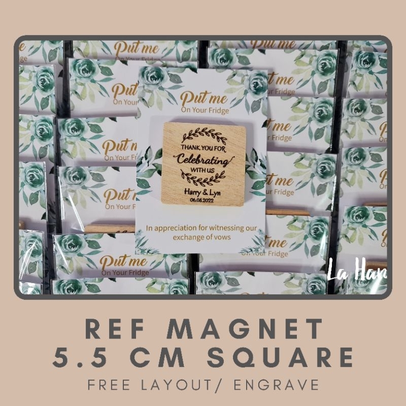 30 pcs Wooden Square Ref magnet 5.5 cm with ENRGAVE (30 pcs/order ...