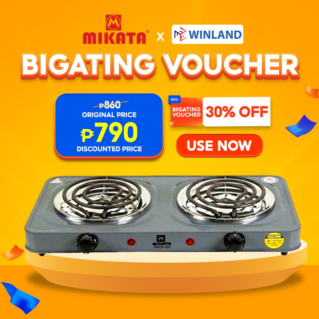 Mikata by Winland Double Burner Stainless Electric Stove 230V 2000W Non-Stick Coating MIK-MKES ...