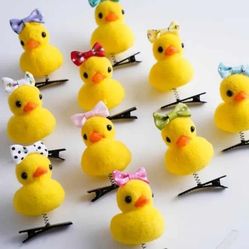 Cartoon Funny Hair Clip 3D Little Yellow Duck Plush Hairpin Fashion DIY ...