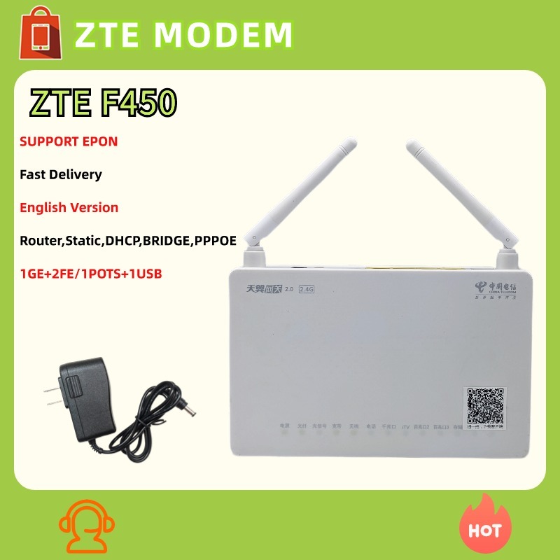 ZTE F450 V2 EPON ONU Modem ONT OLT English Version(Contains Adapter ...