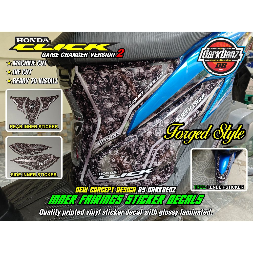 Honda Click Version 2 New Rear Inner Concept Design Printed Sticker ...