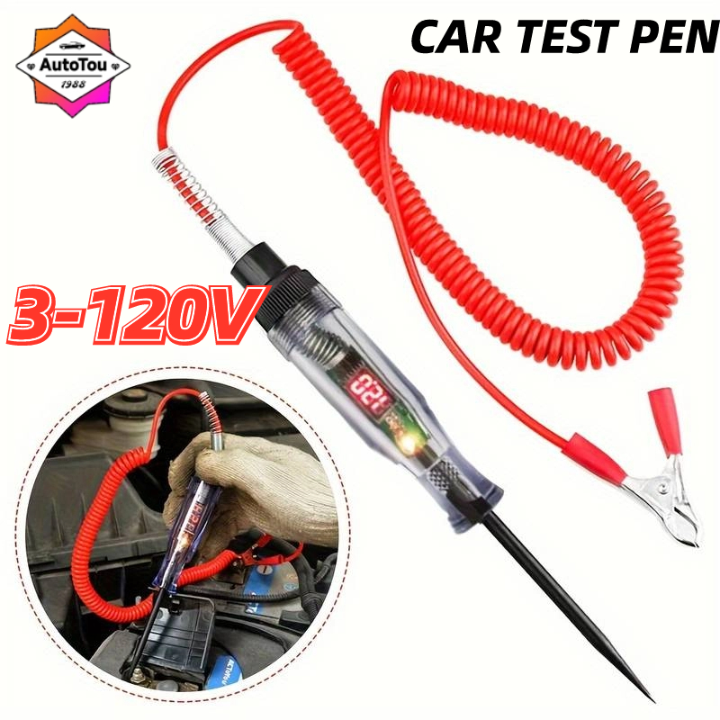 3~120V DC Car Truck Voltage Circuit Tester Digital Display Long Probe ...