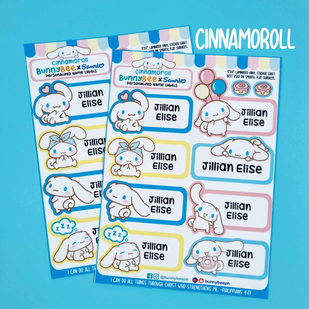 Sanrio Personalized Waterproof Name Labels (Hello Kitty, Cinnamoroll ...