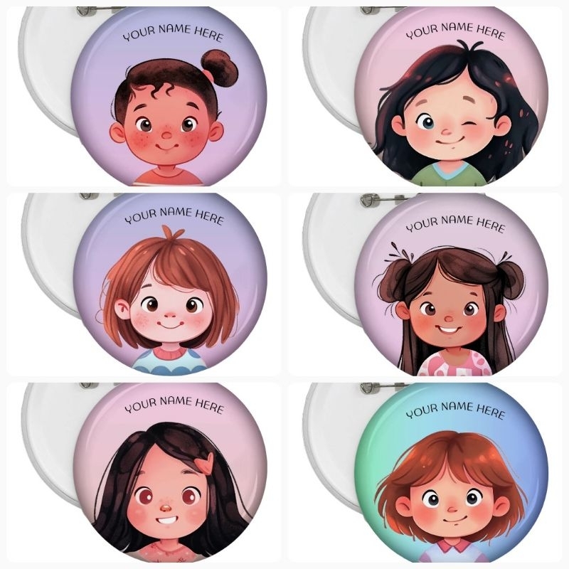 PERSONALIZED KIDS BUTTON PIN BADGE FOR BAGS, IDs, NAME TAGS AND MORE ...