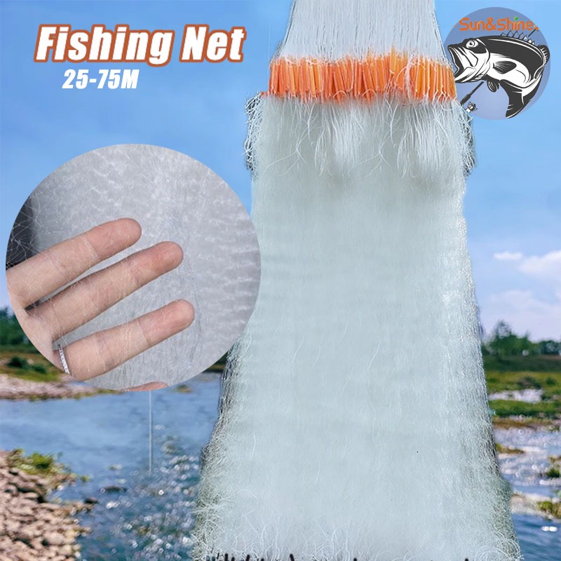 3 Layers Monofilament Fishing Fish Gill Net with Float Lambat White ...