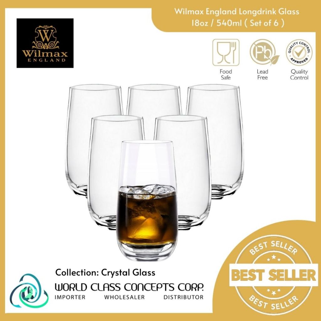 Wilmax England Longdrink Glass Water Juice Drinking Glass 18oz / 540ml ...