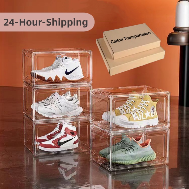 Stackable acrylic shoe box storag organizer transparent Magnetic ...
