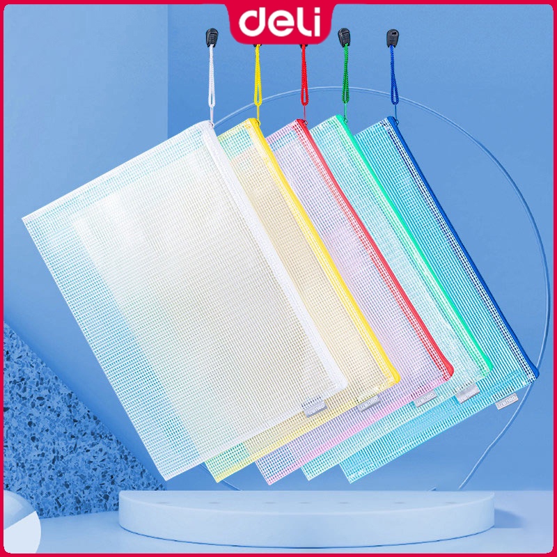 Deli A5 Zip Bag Portable Folder Envelopes Zipper Document Storage Pouch ...
