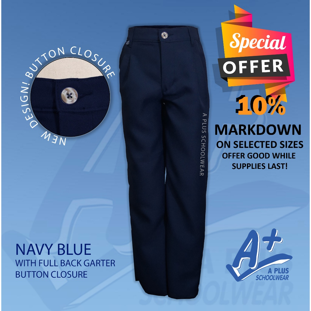 A+ Boys NAVY BLUE Kids/Teens BUTTON closure School (Garterized Back ...