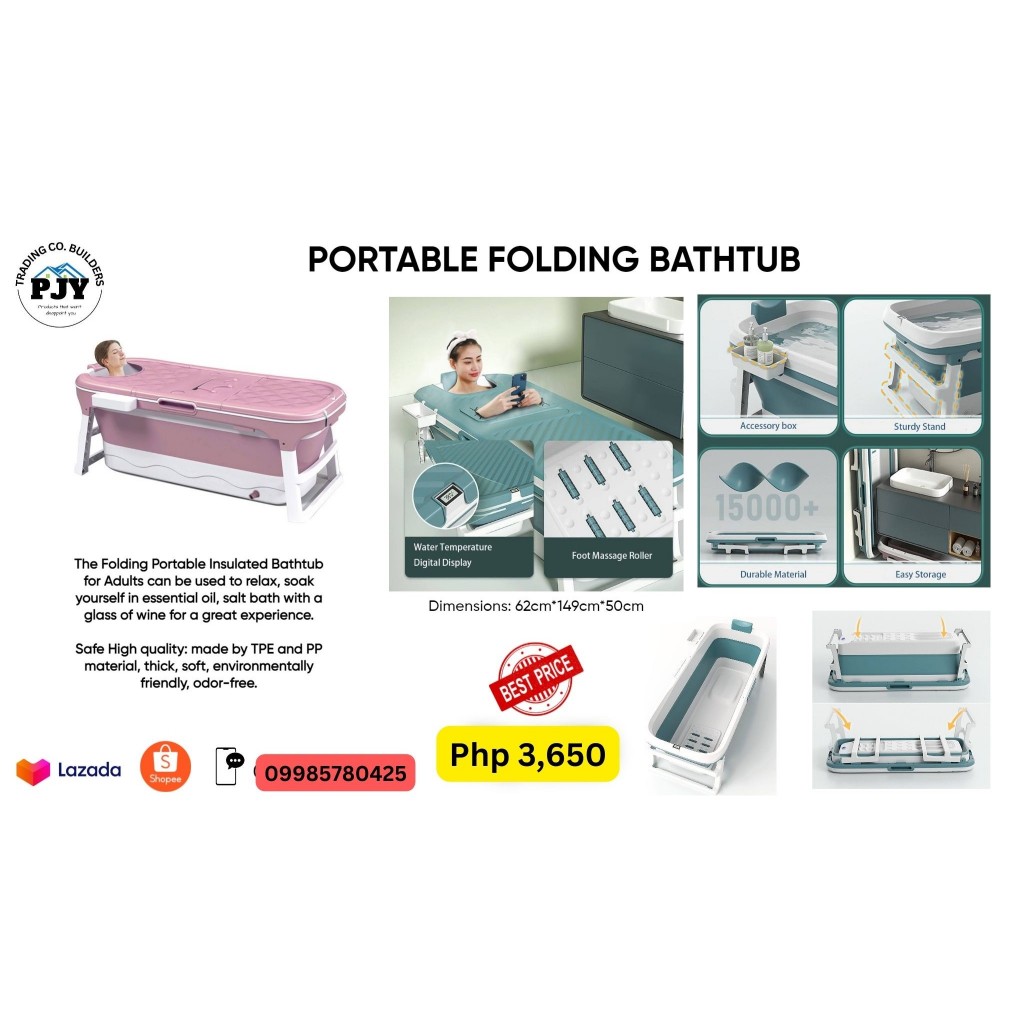 Foldable Bath tub Easy To Use Heavy-Duty Folding Bath tub for Adult and ...