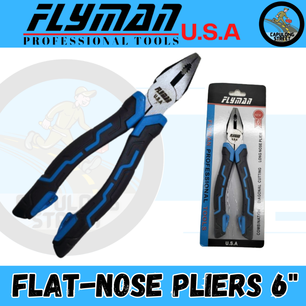 Capulong Flyman Flat Nose Plier 6" Small Combination Pliers Lineman ...