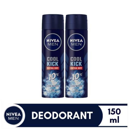 NIVEA Men Cool Kick Extra Dry Deodorant 150ml | Shopee Philippines