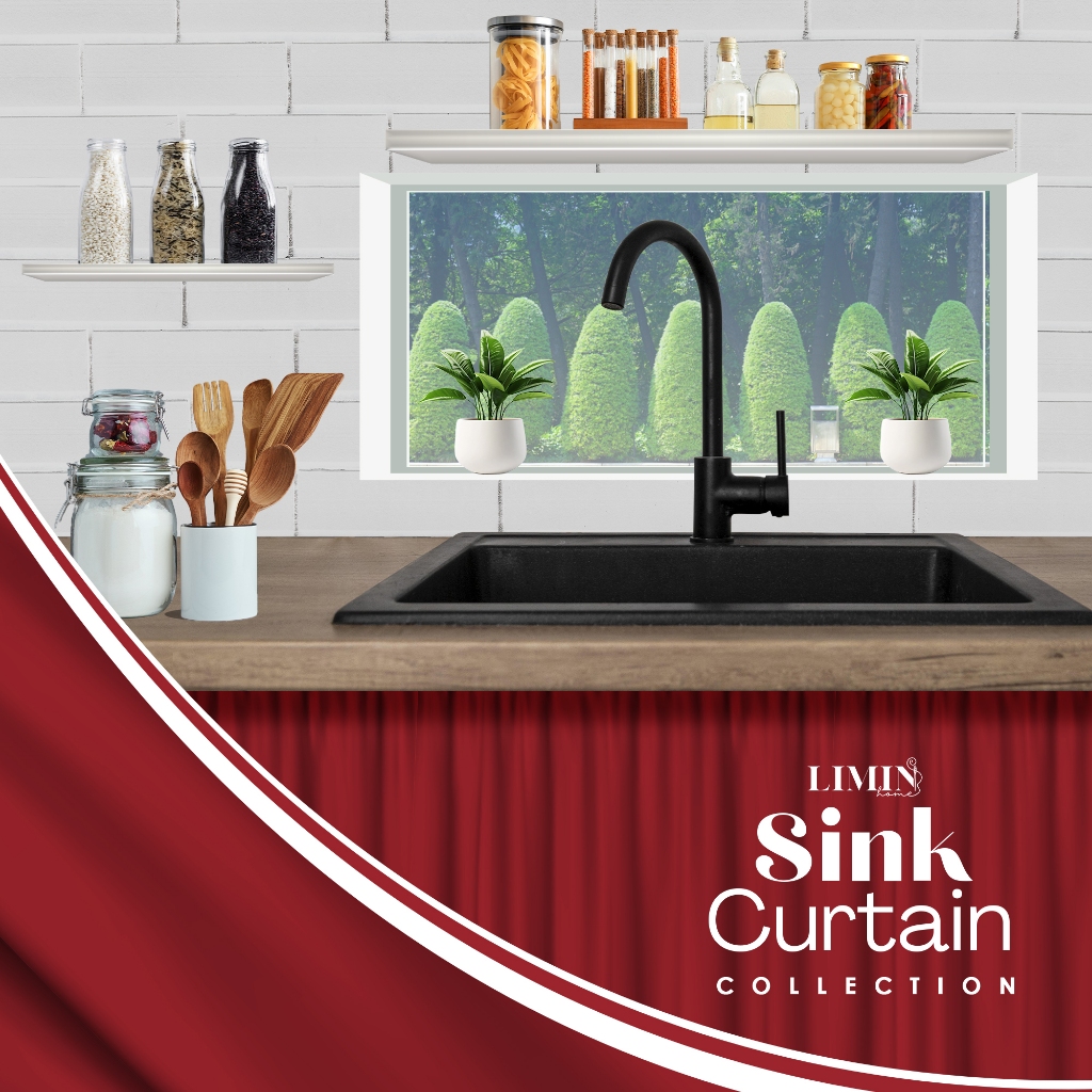 LIMIN Red Kitchen Sink Lababo Curtain | Eye Window | Cabinet | Multi ...