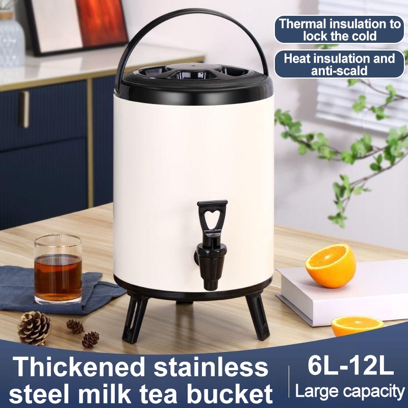 Commercial milk tea bucket 6/8/10/12L stainless steel insulated kettle ...