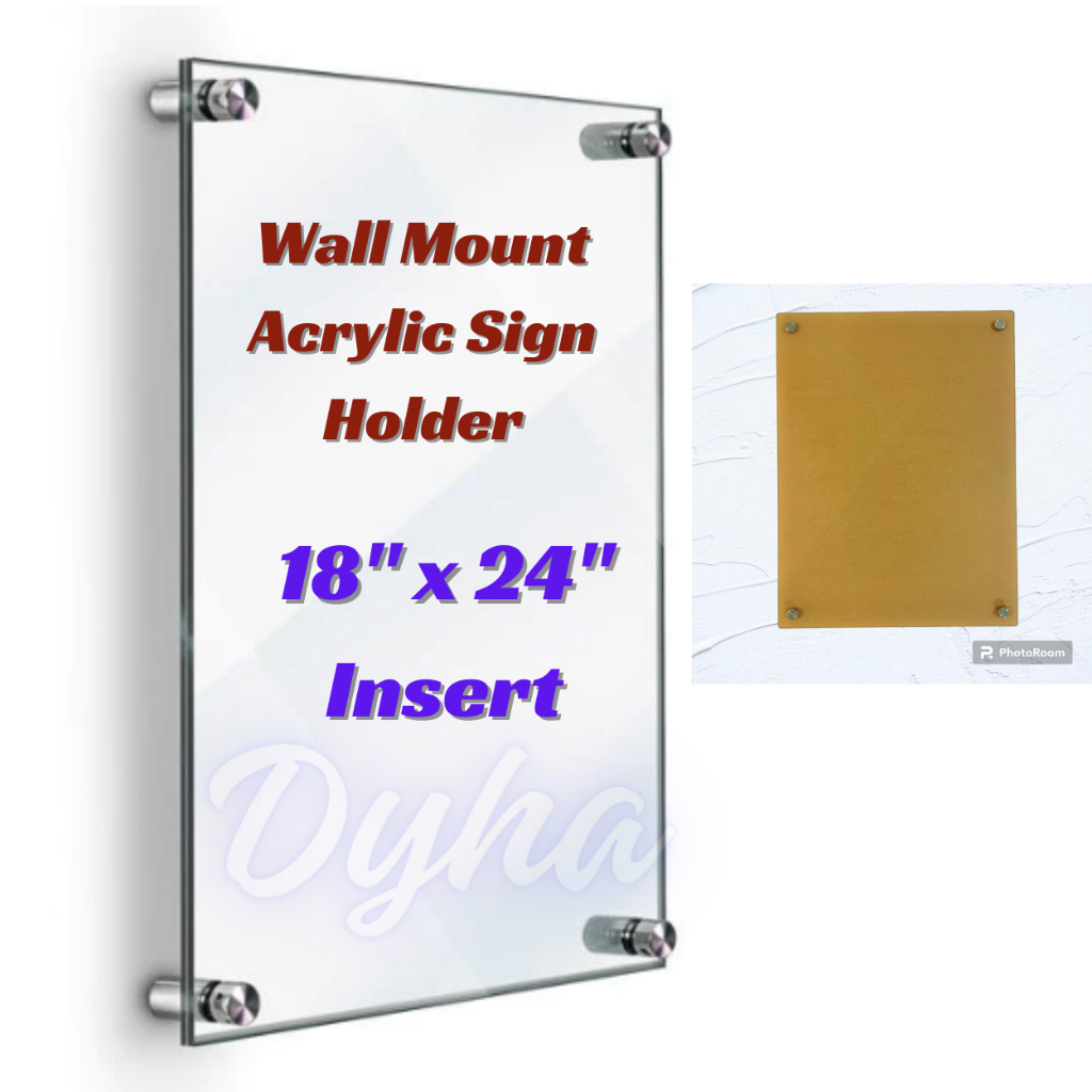 Clear Acrylic Wall Mount Floating Sign Holder [Insert size: 18" x 24 ...