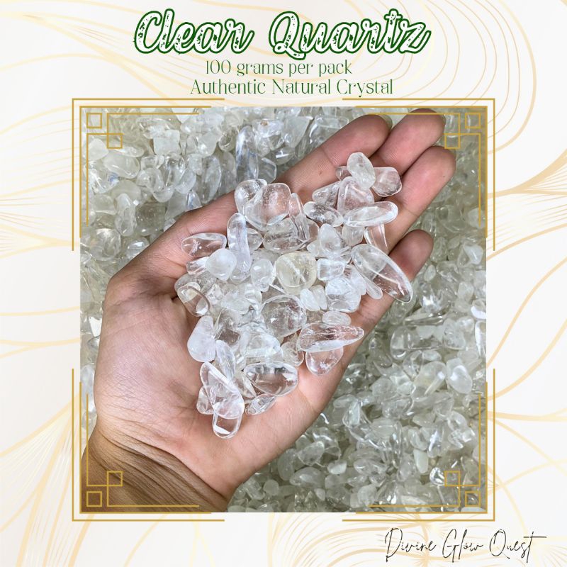 Glow Quest Clear quartz crystal chips stone 100g(actual photo) | Shopee ...