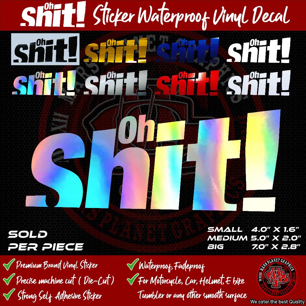 OH SHIT! STICKER - Waterproof Cut Out Vinyl Sticker Decal | Shopee ...