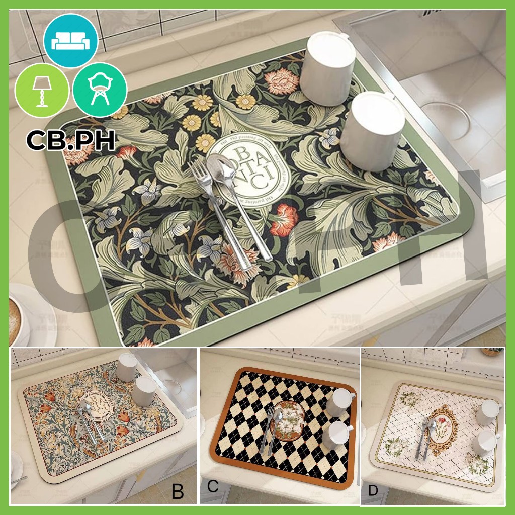 CB.PH Kitchen Absorbent Mat Countertop Drain Pad Quick-drying Soft ...