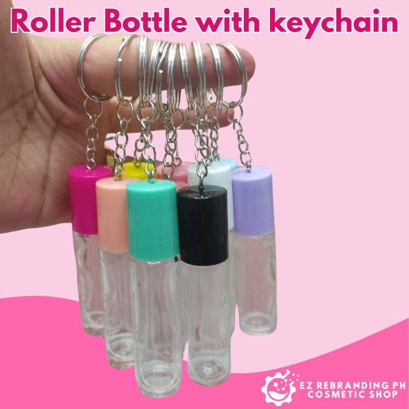 Roller Bottle 10ml With Keychain Empty Set with Free Shrink wrap - 10 ...