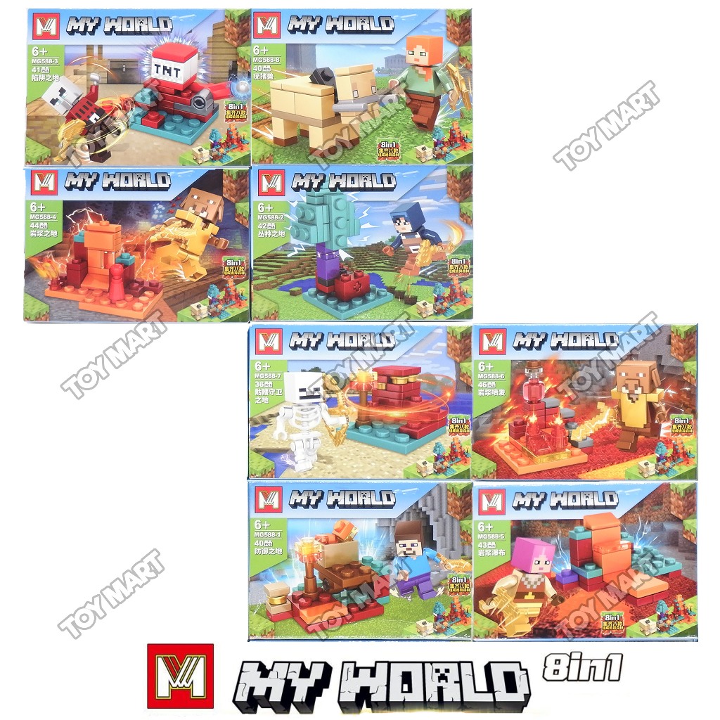 8 Boxes My World OverWorld Adventure Series Building Blocks Minifigure ...