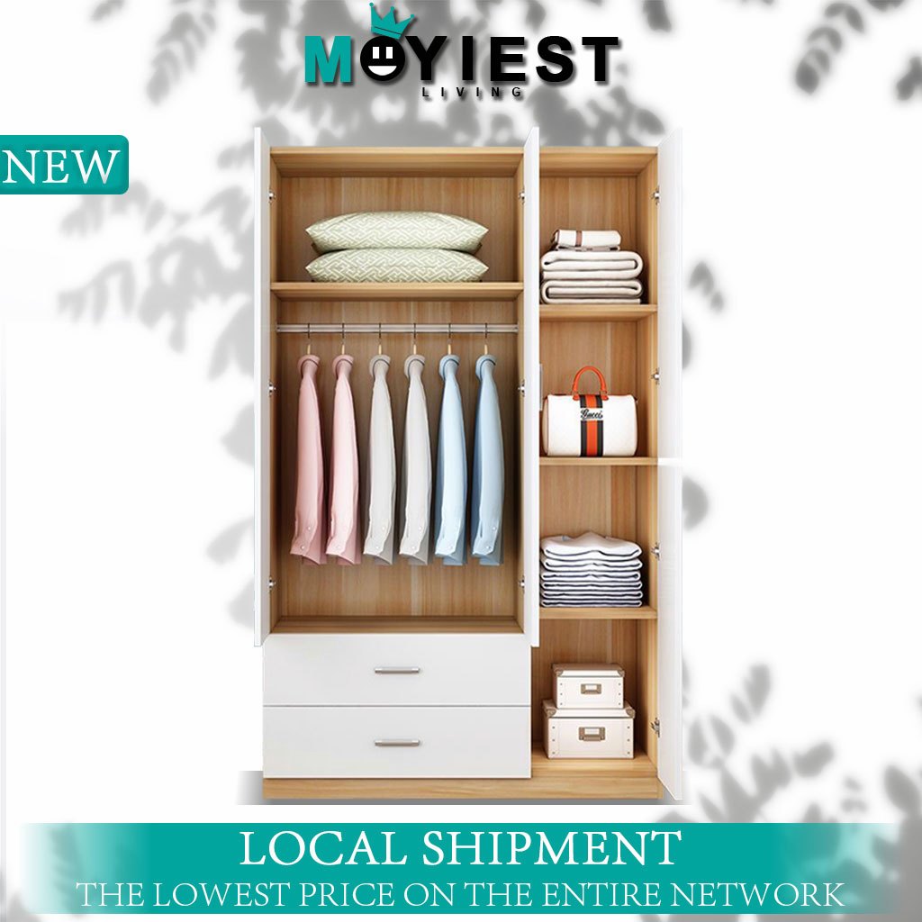 Large size 4-door cabinet, wardrobe, family bedroom, simple assembly ...