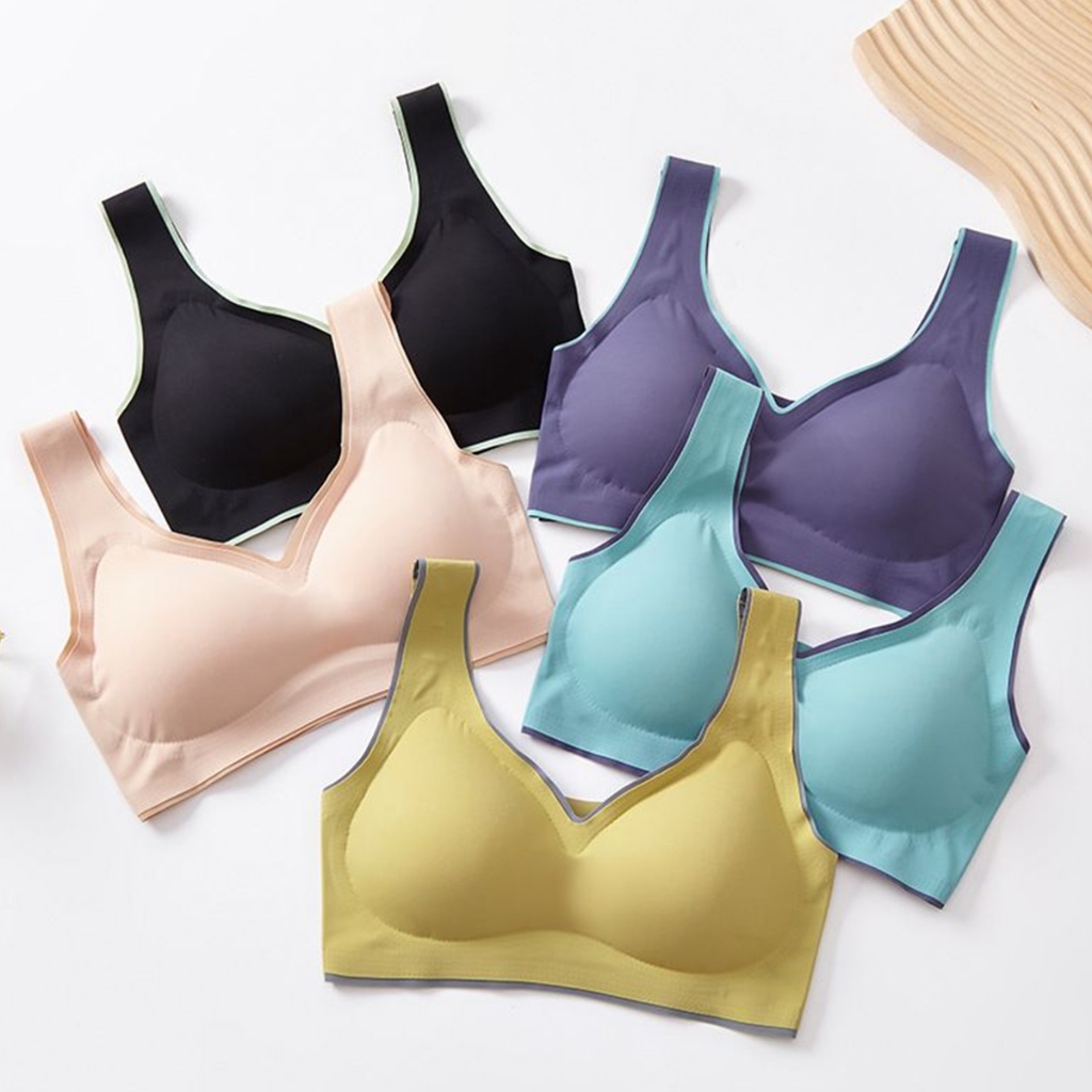 Seamless Latex Bra Push-Up Bra with Gathering Pads Bra Women's Comfort ...